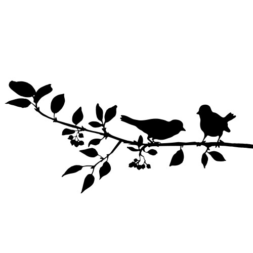 Set of birds at tree branches silhouettes Vector Image
