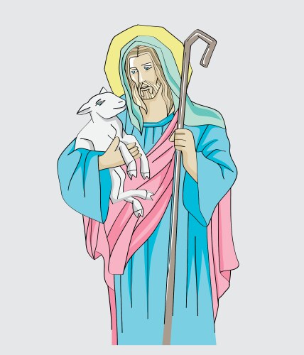 Jesus holding lamb good shepherd Royalty Free Vector Image