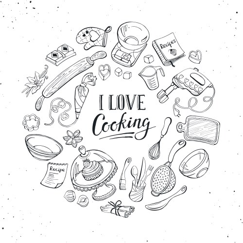 I love cooking poster Royalty Free Vector Image