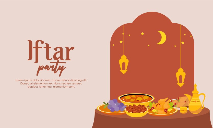 Iftar party celebration concept flyer Royalty Free Vector