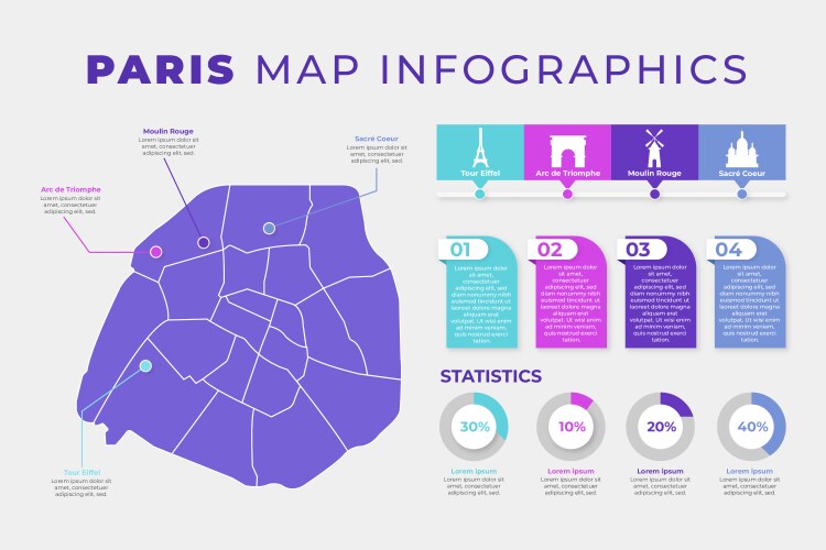 Paris map infographics Royalty Free Vector Image
