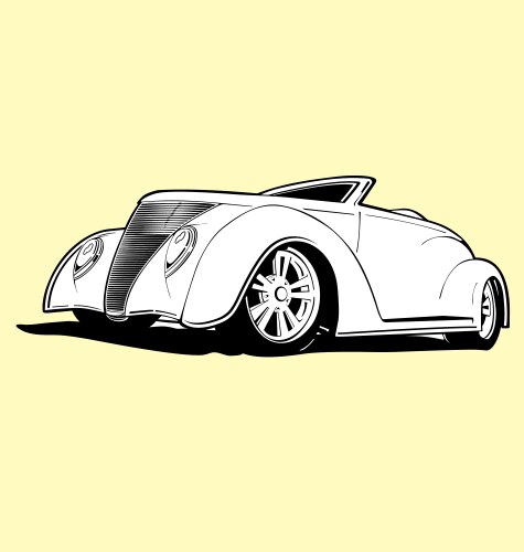 Classic car outline drawing Royalty Free Vector Image