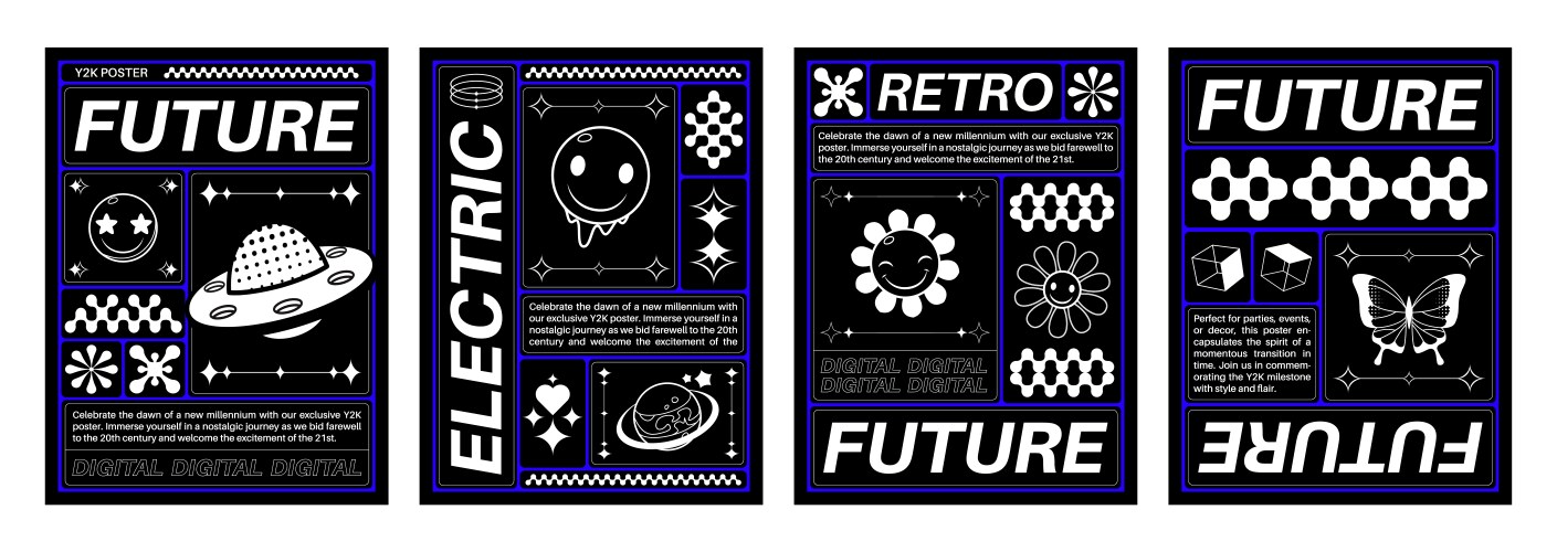 Poster design in y2k style Royalty Free Vector Image