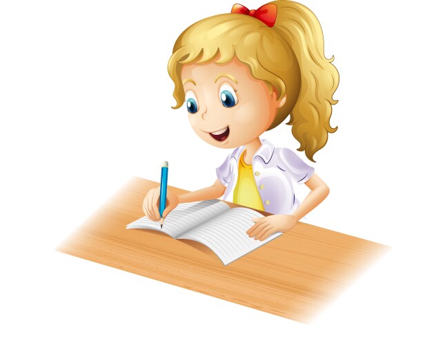 Cartoon student writing Royalty Free Vector Image