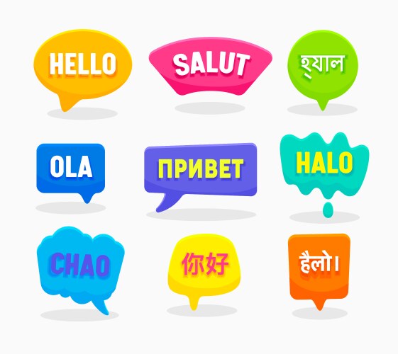 Hello word on english language in yellow speech Vector Image