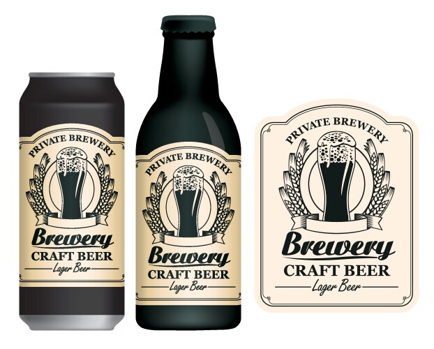 Realistic glass beer bottle with label Royalty Free Vector