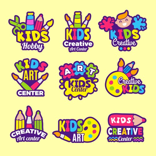 Creative kids logo craft and painting creativity Vector Image