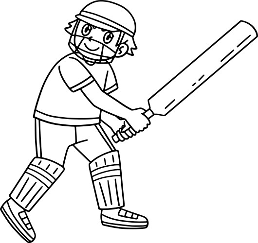 Cricket fielder catching ball isolated coloring Vector Image