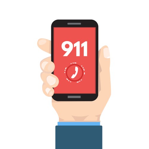 Hand press emergency number 911 on a mobile phone Vector Image