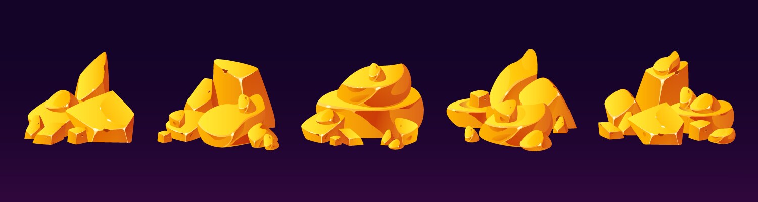 Cartoon gold mine nuggets boulders stones Vector Image