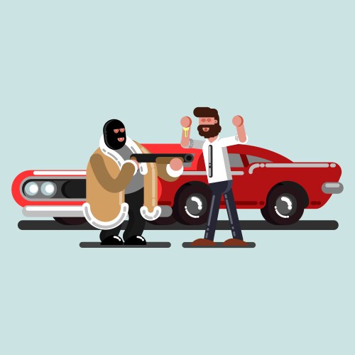 Car thief - cartoon people characters Royalty Free Vector