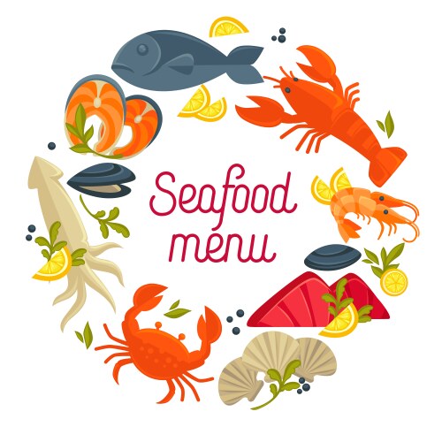 Seafood menu background Royalty Free Vector Image