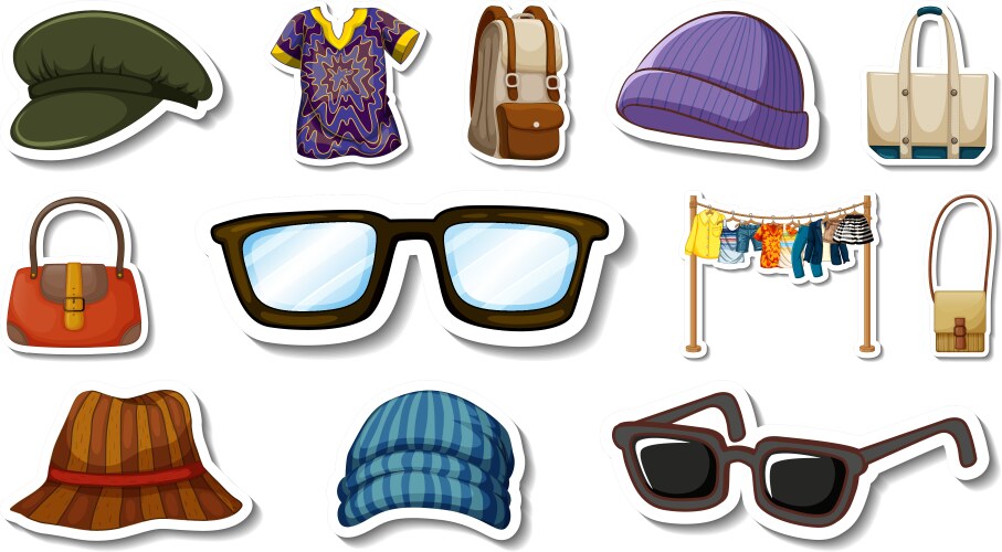 Sticker set of clothes and accessories Royalty Free Vector