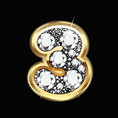 Gold and Diamond Number Royalty Free Vector Image