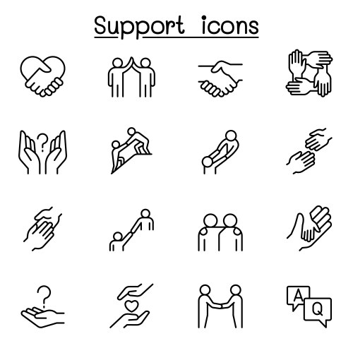 Black and white customer support icon set Vector Image