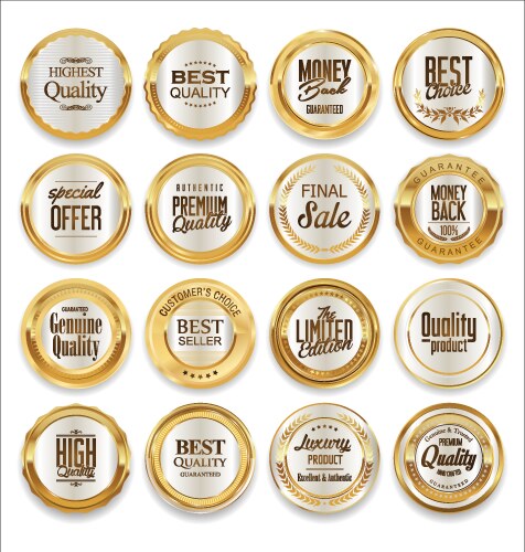 Silver luxury labels and badges premium Royalty Free Vector