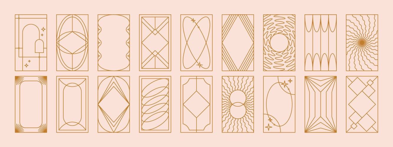 Aesthetic golden arch shapes with twinkles Vector Image