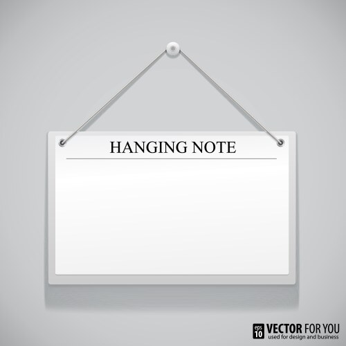 White board hanging on a nail Royalty Free Vector Image