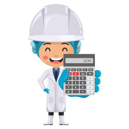Quality control supervisor with a calculator Vector Image