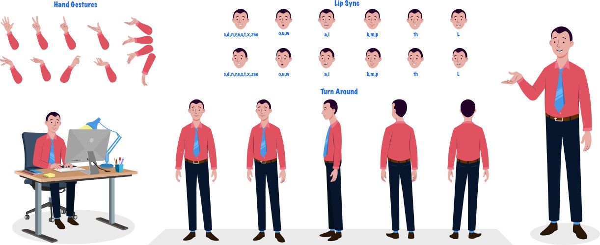 A manager modelsheet turn around sheet Royalty Free Vector