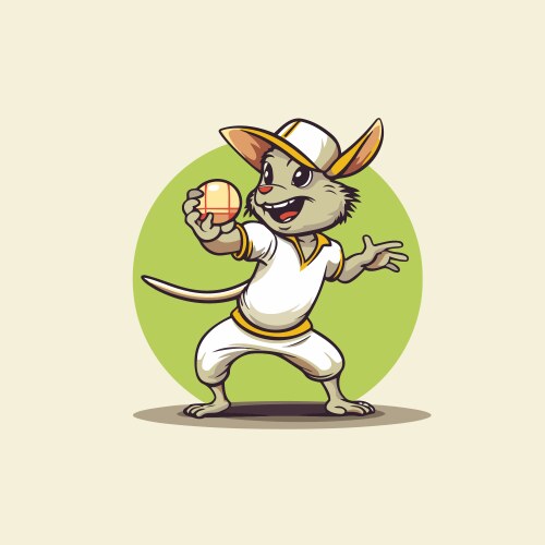 Cute cartoon mouse baseball mascot character Vector Image