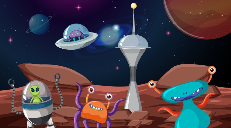 Deserted planet background scene Royalty Free Vector Image