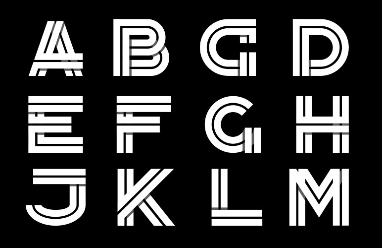 Linked letters font Royalty Free Vector Image - VectorStock