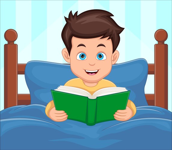 Cartoon cute little boy sleeping in bed Royalty Free Vector