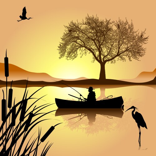 Lake Sunset Vector Images Within Landscapes Nature Over 10 000