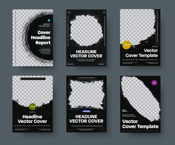 Set of black covers with round on semicircular Vector Image