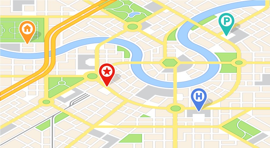 Abstract map of city and village Royalty Free Vector Image