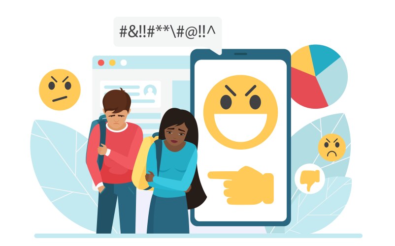 Cyber bullying people cartoon Royalty Free Vector Image