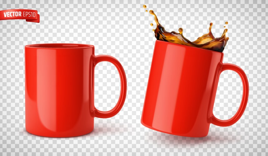 Blank coffee cup mockup realistic ceramic mug Vector Image