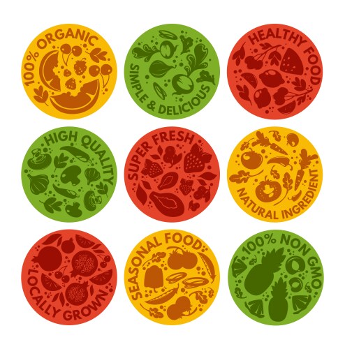 Family farm produce concept at sticker design set Vector Image