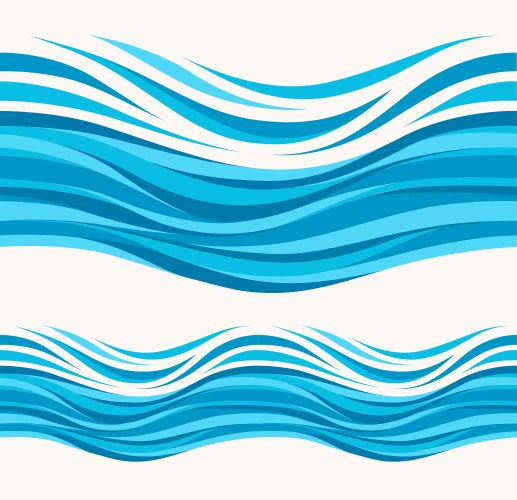 Marine seamless pattern with stylized blue waves Vector Image