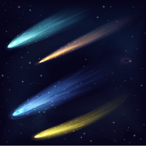 Shooting star realistic neon meteor Royalty Free Vector