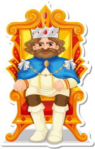 Cartoon king sitting on the throne Royalty Free Vector Image