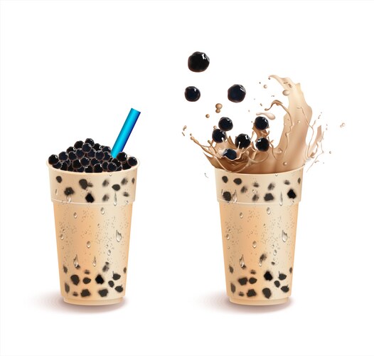 Bubble Milk Tea with Tapioca Pearls – Royalty-Free Vector | VectorStock