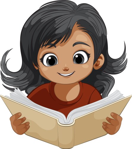 Animated girl reading a book with interest Vector Image