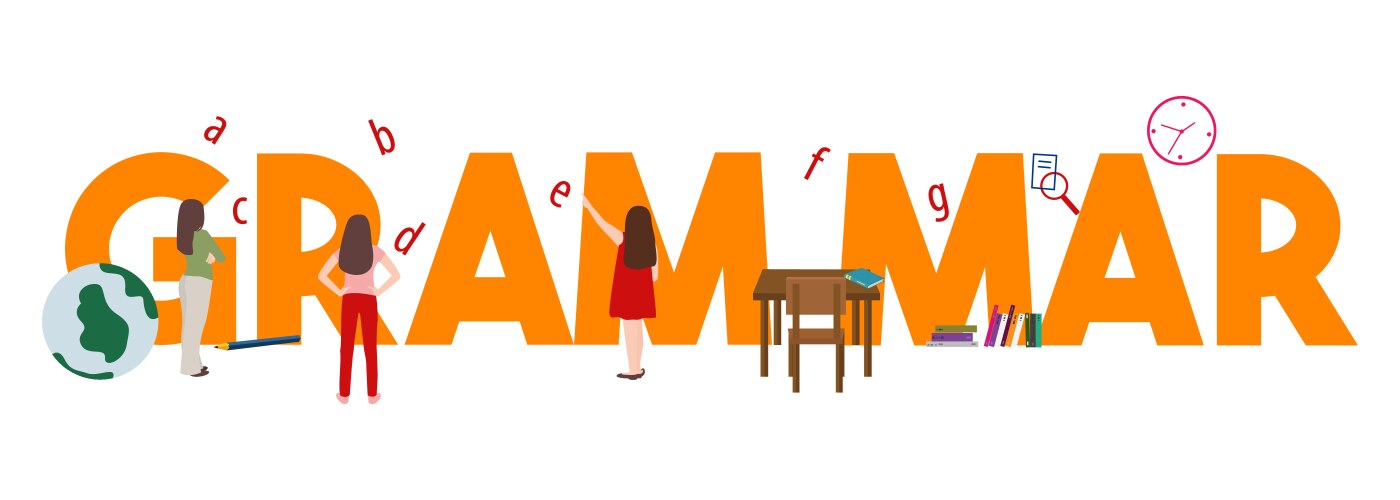 English grammar examination tiny characters Vector Image