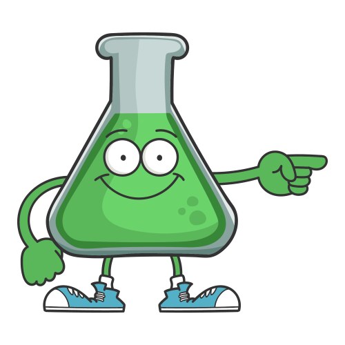 Happy smiling science beaker cartoon character Vector Image