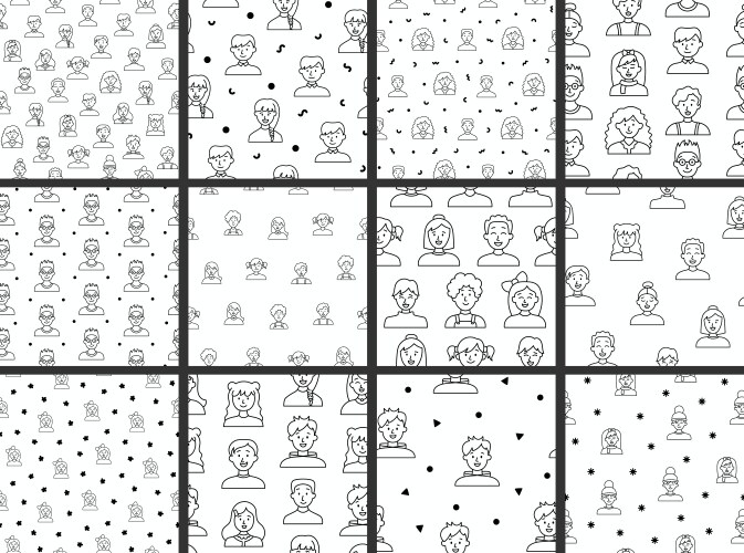 Kids different user profile coloring page Vector Image