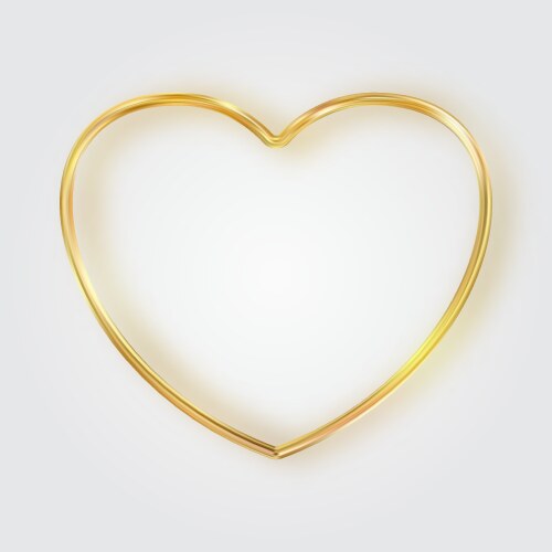 Golden realistic heart frame isolated on white Vector Image