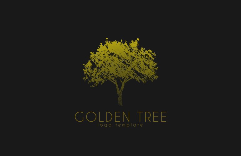 Golden tree on black Royalty Free Vector Image