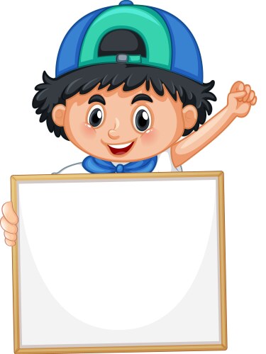 Blank sign template with happy children on white Vector Image