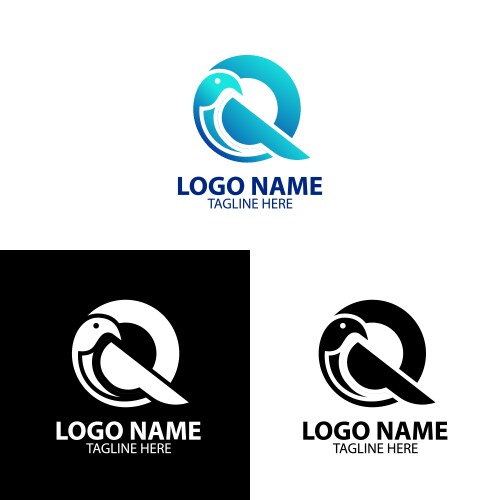 Letter o bird logo design Royalty Free Vector Image