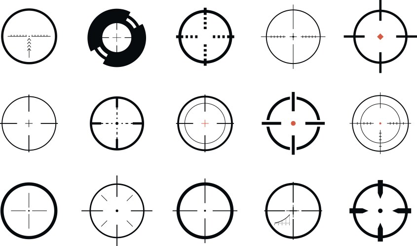Sniper scope target ink set Royalty Free Vector Image