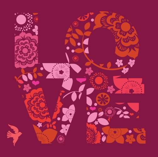 One color love message tree with birds Royalty Free Vector