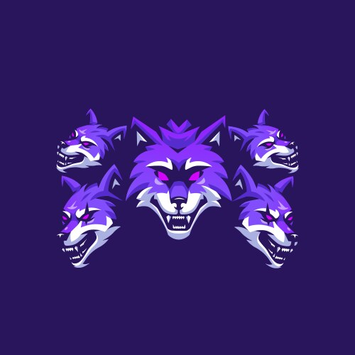 Five headed wolf Royalty Free Vector Image - VectorStock