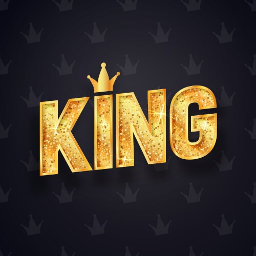 Gold king text with decorative golden crown Vector Image